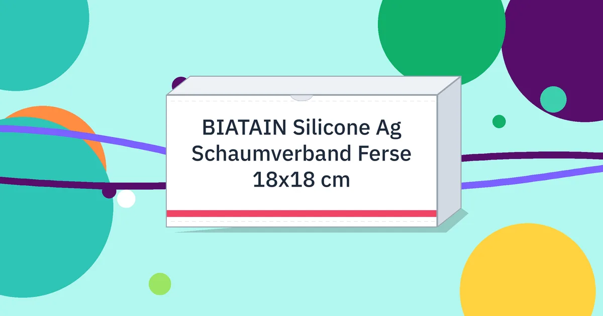 Symbolbild: Packung mit der Aufschrift BIATAIN Silicone Ag Schaumverband Ferse 18x18 cm (PZN 20802658) – Verfügbarkeit und Bezug in Apotheken in Frankfurt am Main