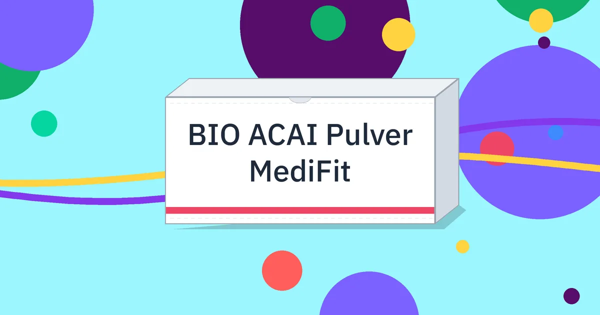 Symbolbild: Packung mit der Aufschrift BIO ACAI Pulver MediFit (PZN 13417049) – Verfügbarkeit und Bezug in Apotheken in Frankfurt am Main