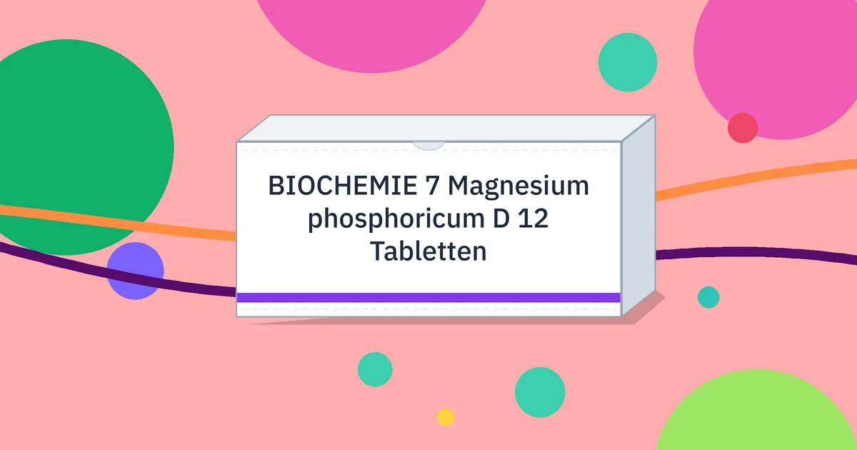Symbolbild: Packung mit der Aufschrift BIOCHEMIE 7 Magnesium phosphoricum D 12 Tabletten (PZN 01073691) – Verfügbarkeit und Bezug in Apotheken in Frankfurt am Main