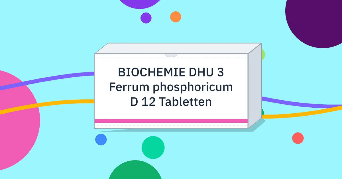 Symbolbild: Packung mit der Aufschrift BIOCHEMIE DHU 3 Ferrum phosphoricum D 12 Tabletten (PZN 06584019) – Verfügbarkeit und Bezug in Apotheken in Frankfurt am Main