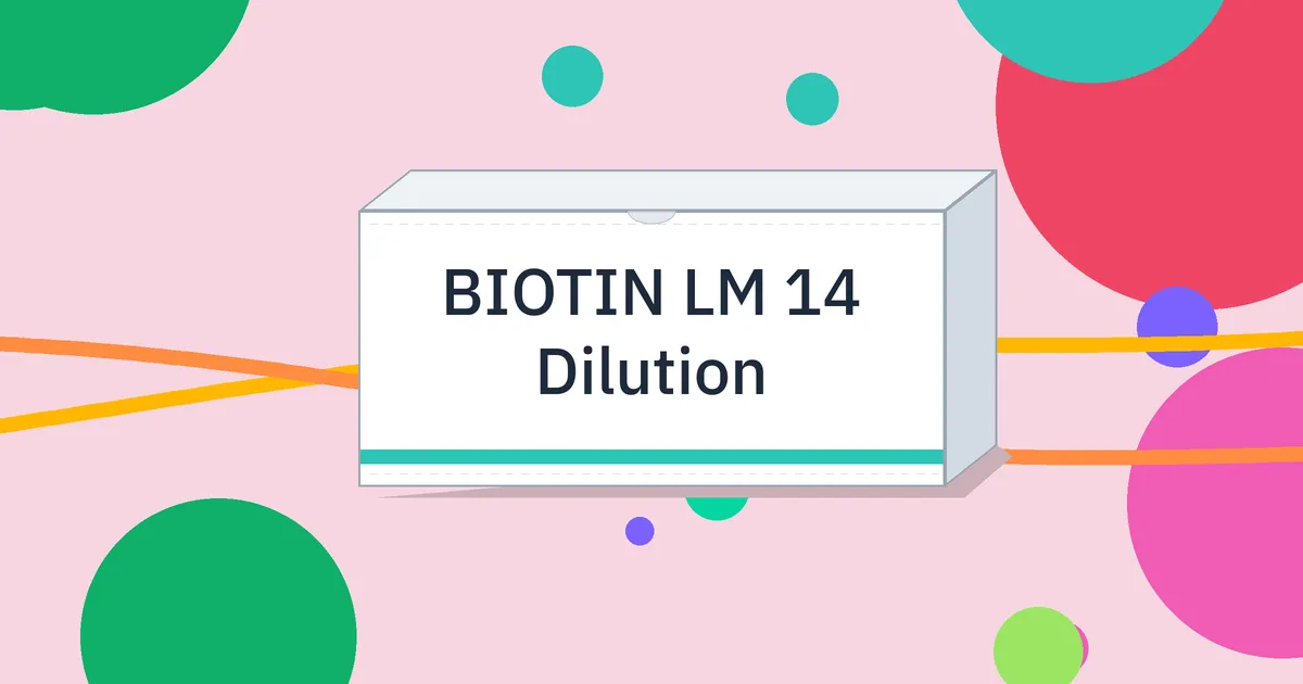 Symbolbild: Packung mit der Aufschrift BIOTIN LM 14 Dilution (PZN 12794293) – Verfügbarkeit und Bezug in Apotheken in Frankfurt am Main
