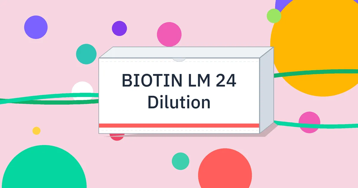 Symbolbild: Packung mit der Aufschrift BIOTIN LM 24 Dilution (PZN 12794413) – Verfügbarkeit und Bezug in Apotheken in Frankfurt am Main