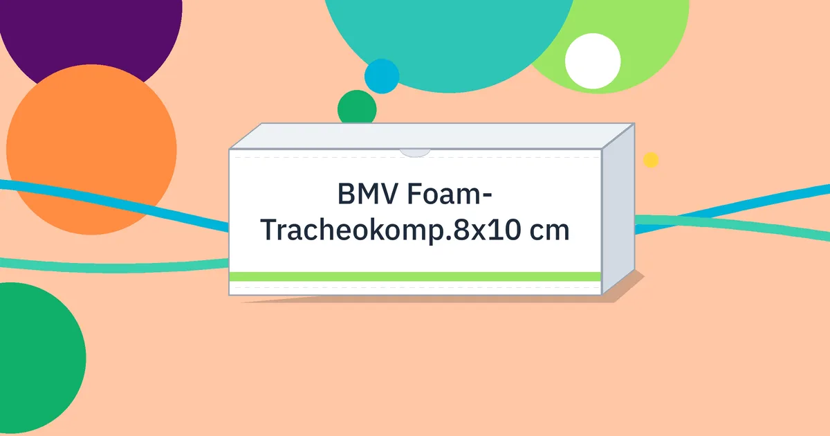 Symbolbild: Packung mit der Aufschrift BMV Foam-Tracheokomp.8x10 cm (PZN 10182551) – Verfügbarkeit und Bezug in Apotheken in Frankfurt am Main