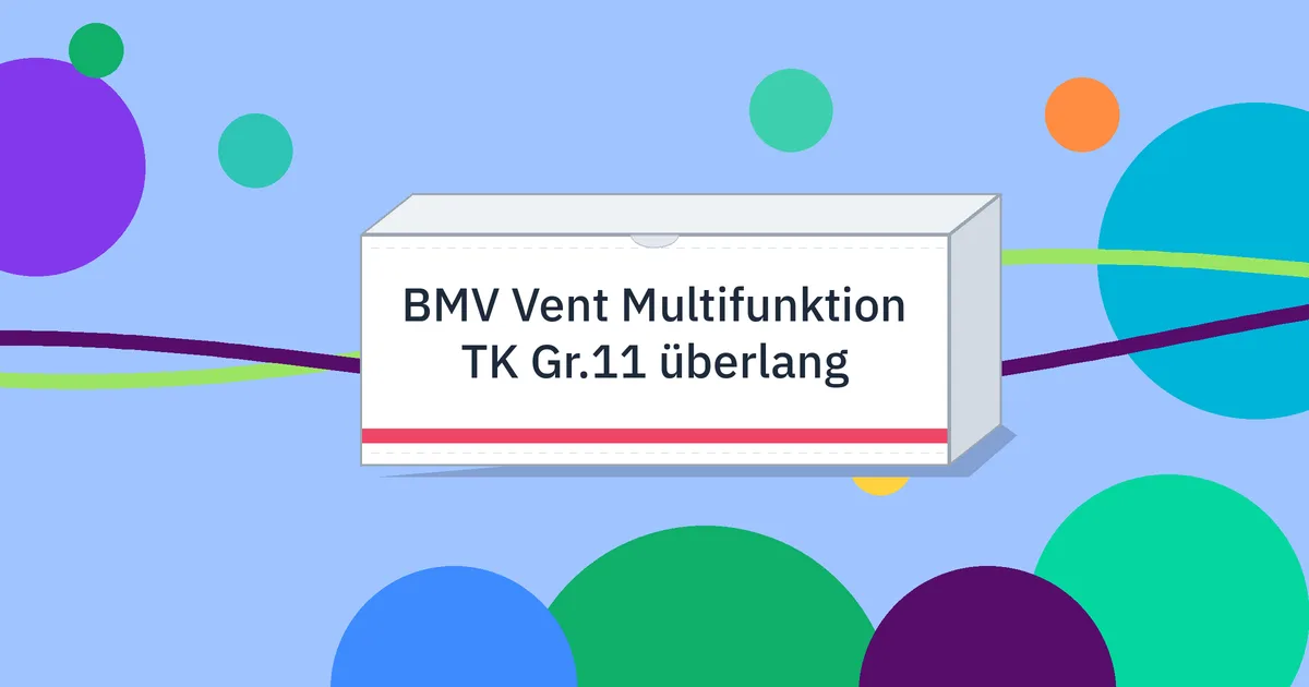 Symbolbild: Packung mit der Aufschrift BMV Vent Multifunktion TK Gr.11 überlang (PZN 18384923) – Verfügbarkeit und Bezug in Apotheken in Frankfurt am Main