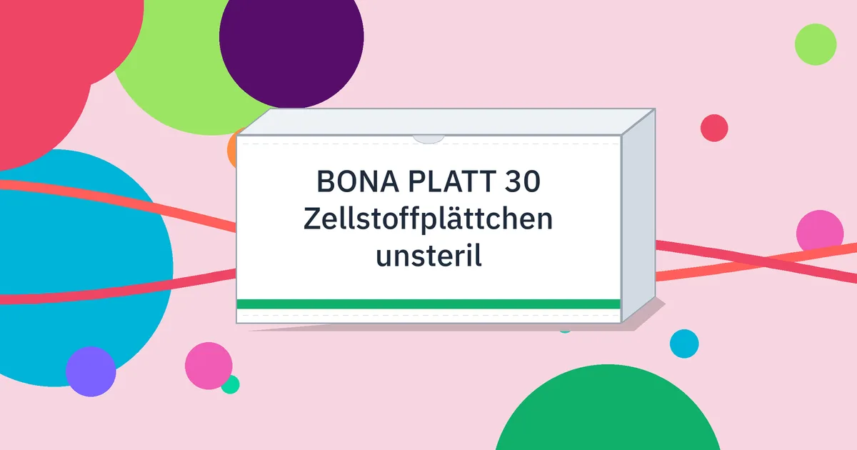 Symbolbild: Packung mit der Aufschrift BONA PLATT 30 Zellstoffplättchen unsteril (PZN 00248042) – Verfügbarkeit und Bezug in Apotheken in Frankfurt am Main