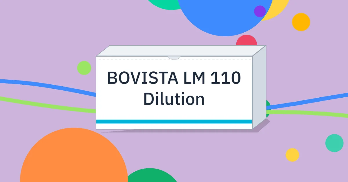 Symbolbild: Packung mit der Aufschrift BOVISTA LM 110 Dilution (PZN 13394532) – Verfügbarkeit und Bezug in Apotheken in Frankfurt am Main