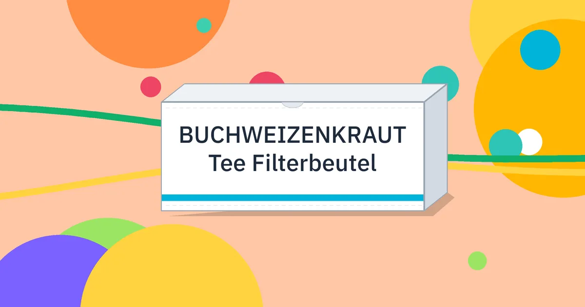 Symbolbild: Packung mit der Aufschrift BUCHWEIZENKRAUT Tee Filterbeutel (PZN 07779452) – Verfügbarkeit und Bezug in Apotheken in Frankfurt am Main