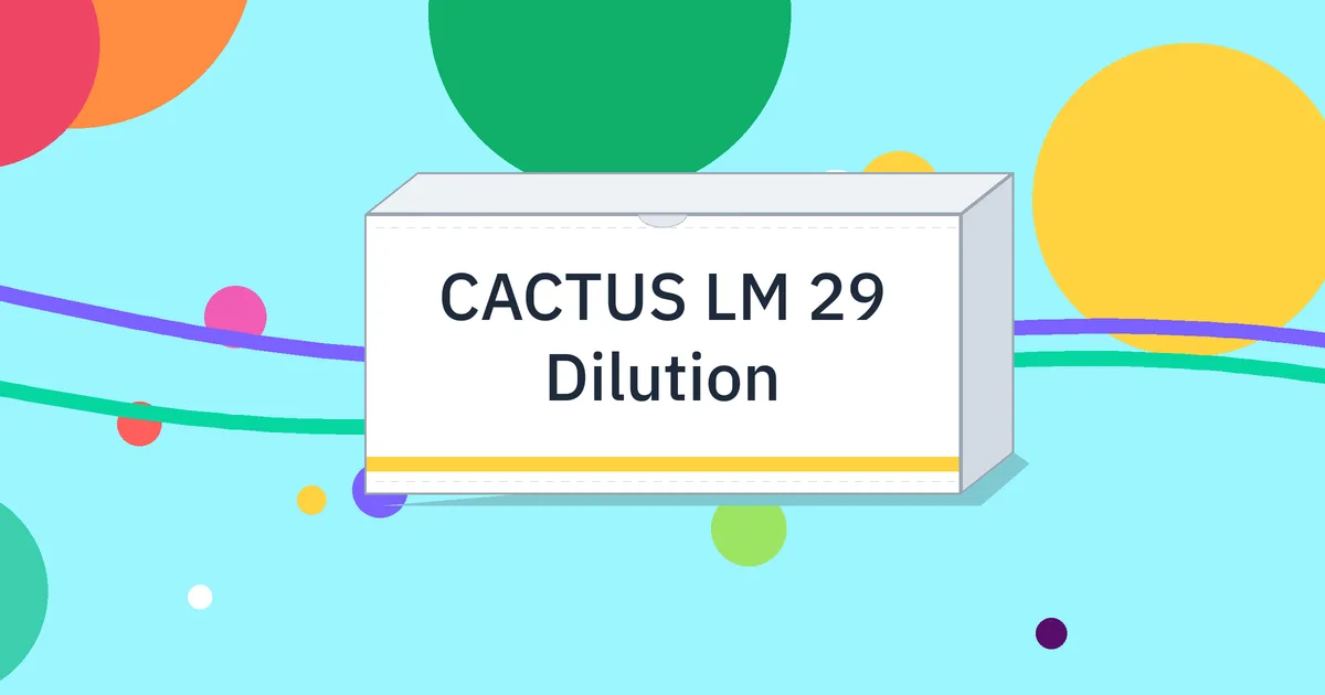 Symbolbild: Packung mit der Aufschrift CACTUS LM 29 Dilution (PZN 12797593) – Verfügbarkeit und Bezug in Apotheken in Frankfurt am Main