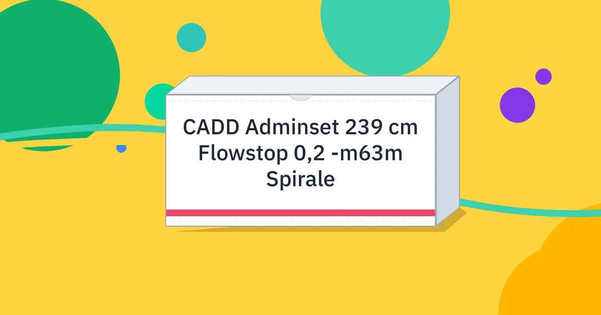 Symbolbild: Packung mit der Aufschrift CADD Adminset 239 cm Flowstop 0,2 -m63m Spirale (PZN 11242025) – Verfügbarkeit und Bezug in Apotheken in Frankfurt am Main