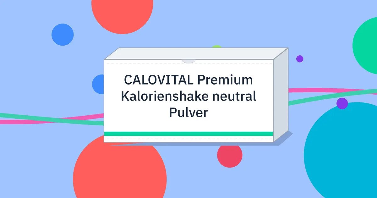 Symbolbild: Packung mit der Aufschrift CALOVITAL Premium Kalorienshake neutral Pulver (PZN 16061239) – Verfügbarkeit und Bezug in Apotheken in Frankfurt am Main