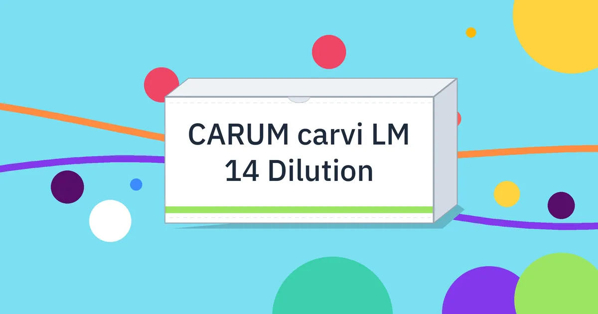 Symbolbild: Packung mit der Aufschrift CARUM carvi LM 14 Dilution (PZN 12811235) – Verfügbarkeit und Bezug in Apotheken in Frankfurt am Main