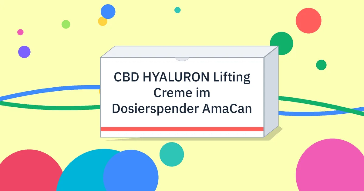 Symbolbild: Packung mit der Aufschrift CBD HYALURON Lifting Creme im Dosierspender AmaCan (PZN 18213995) – Verfügbarkeit und Bezug in Apotheken in Frankfurt am Main