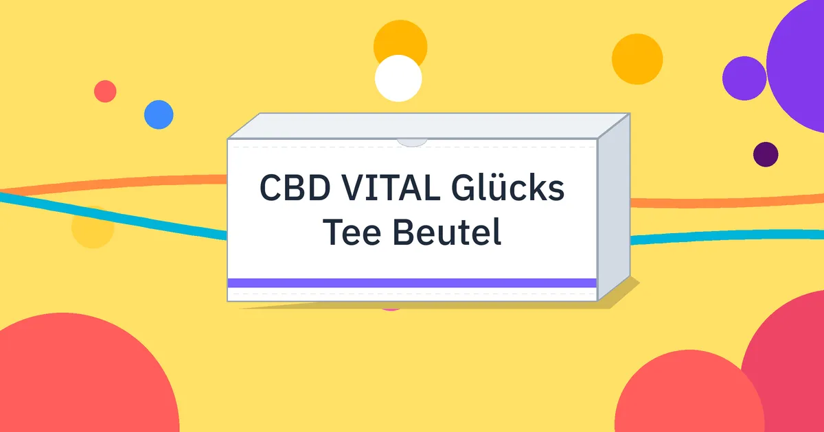 Symbolbild: Packung mit der Aufschrift CBD VITAL Glücks Tee Beutel (PZN 18225478) – Verfügbarkeit und Bezug in Apotheken in Frankfurt am Main
