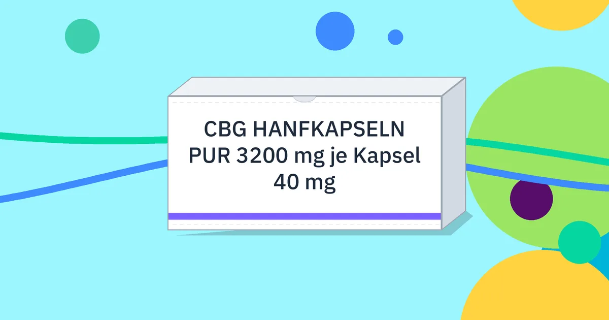 Symbolbild: Packung mit der Aufschrift CBG HANFKAPSELN PUR 3200 mg je Kapsel 40 mg (PZN 15615629) – Verfügbarkeit und Bezug in Apotheken in Frankfurt am Main