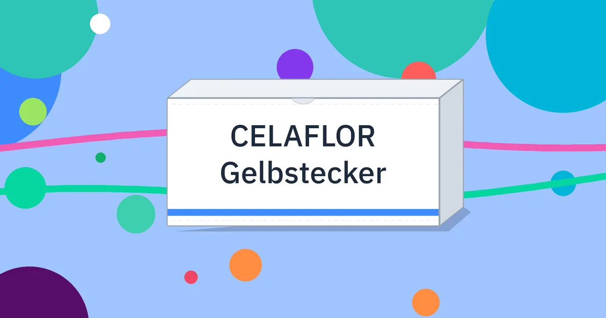 Symbolbild: Packung mit der Aufschrift CELAFLOR Gelbstecker (PZN 07155591) – Verfügbarkeit und Bezug in Apotheken in Frankfurt am Main