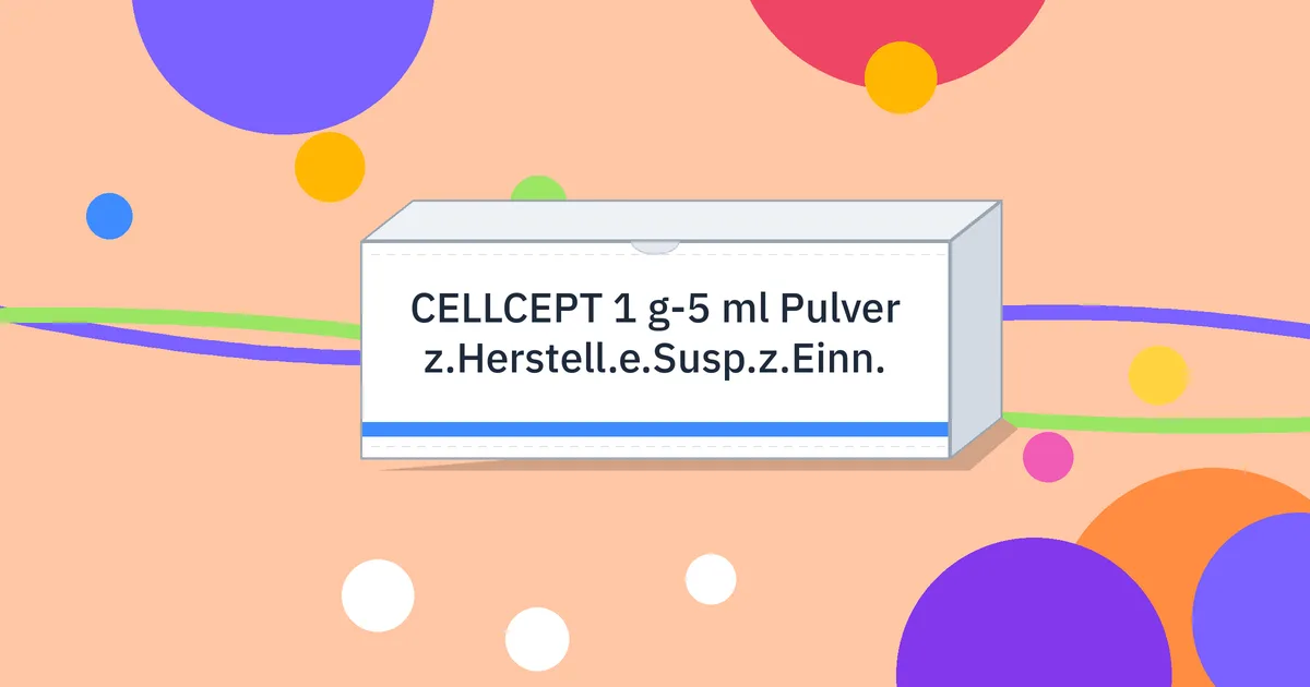 Symbolbild: Packung mit der Aufschrift CELLCEPT 1 g-5 ml Pulver z.Herstell.e.Susp.z.Einn. (PZN 13839678) – Verfügbarkeit und Bezug in Apotheken in Frankfurt am Main