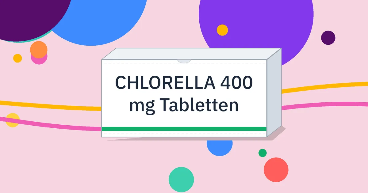 Symbolbild: Packung mit der Aufschrift CHLORELLA 400 mg Tabletten (PZN 02480458) – Verfügbarkeit und Bezug in Apotheken in Frankfurt am Main