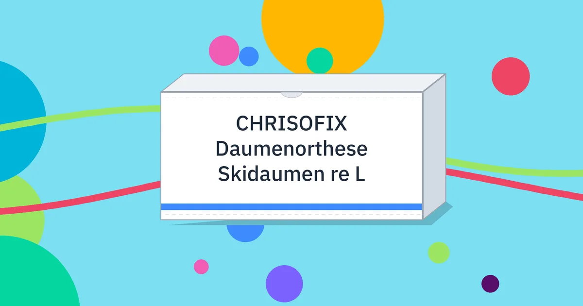 Symbolbild: Packung mit der Aufschrift CHRISOFIX Daumenorthese Skidaumen re L (PZN 17560039) – Verfügbarkeit und Bezug in Apotheken in Frankfurt am Main