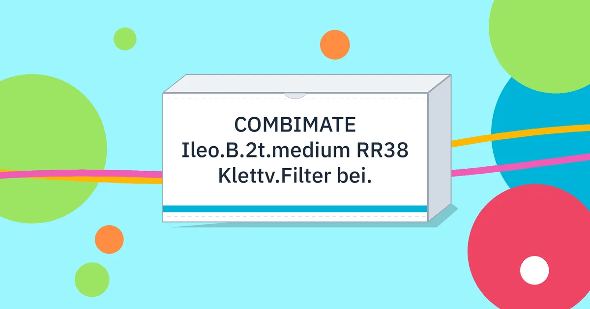 Symbolbild: Packung mit der Aufschrift COMBIMATE Ileo.B.2t.medium RR38 Klettv.Filter bei. (PZN 09175221) – Verfügbarkeit und Bezug in Apotheken in Frankfurt am Main