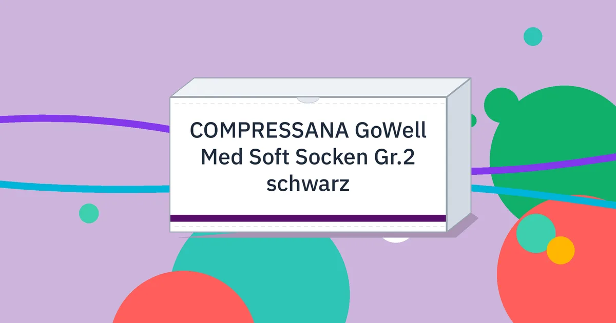 Symbolbild: Packung mit der Aufschrift COMPRESSANA GoWell Med Soft Socken Gr.2 schwarz (PZN 05142963) – Verfügbarkeit und Bezug in Apotheken in Frankfurt am Main