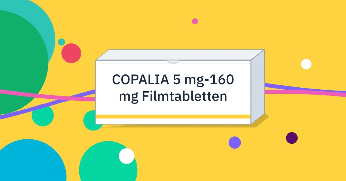 Symbolbild: Packung mit der Aufschrift COPALIA 5 mg-160 mg Filmtabletten (PZN 15270515) – Verfügbarkeit und Bezug in Apotheken in Frankfurt am Main