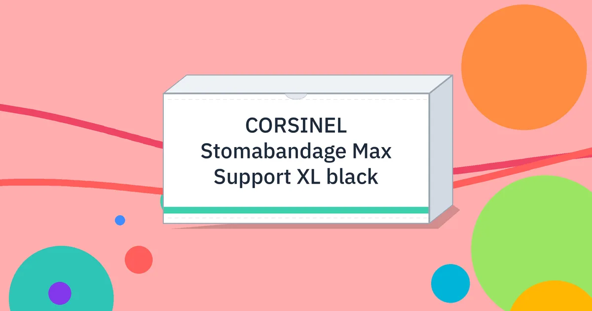 Symbolbild: Packung mit der Aufschrift CORSINEL Stomabandage Max Support XL black (PZN 19507977) – Verfügbarkeit und Bezug in Apotheken in Frankfurt am Main