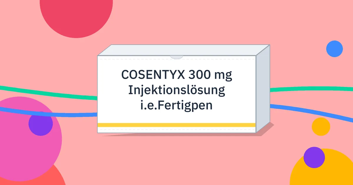 Symbolbild: Packung mit der Aufschrift COSENTYX 300 mg Injektionslösung i.e.Fertigpen (PZN 17843642) – Verfügbarkeit und Bezug in Apotheken in Frankfurt am Main