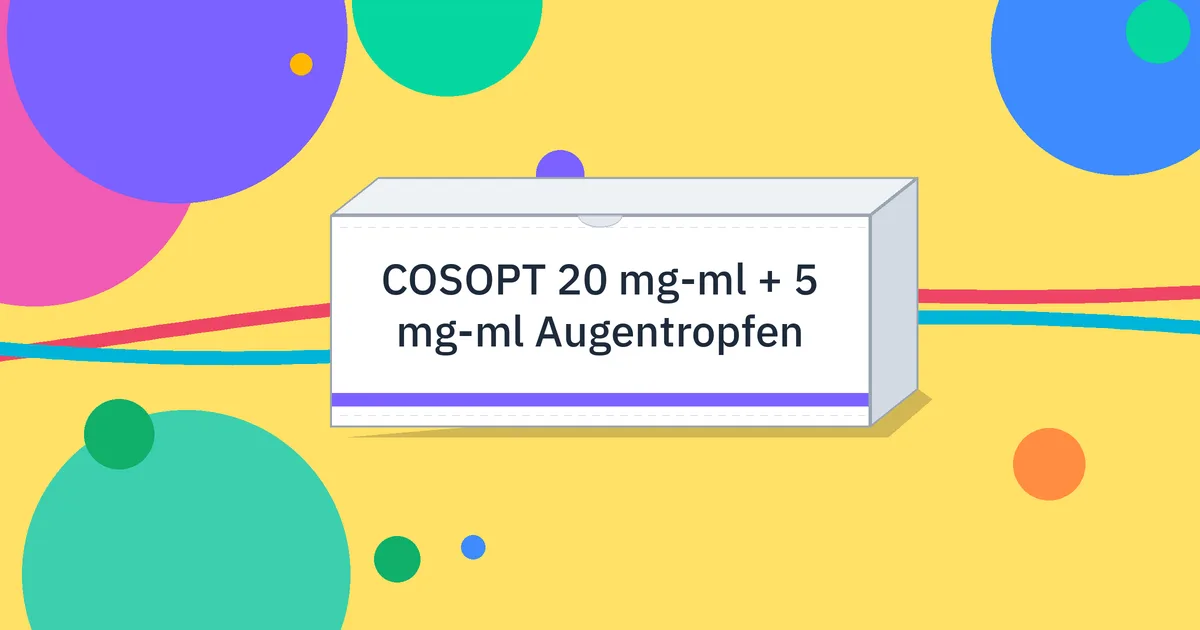 Symbolbild: Packung mit der Aufschrift COSOPT 20 mg-ml + 5 mg-ml Augentropfen (PZN 11340880) – Verfügbarkeit und Bezug in Apotheken in Frankfurt am Main