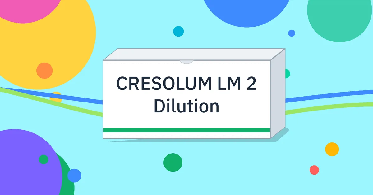Symbolbild: Packung mit der Aufschrift CRESOLUM LM 2 Dilution (PZN 13456196) – Verfügbarkeit und Bezug in Apotheken in Frankfurt am Main