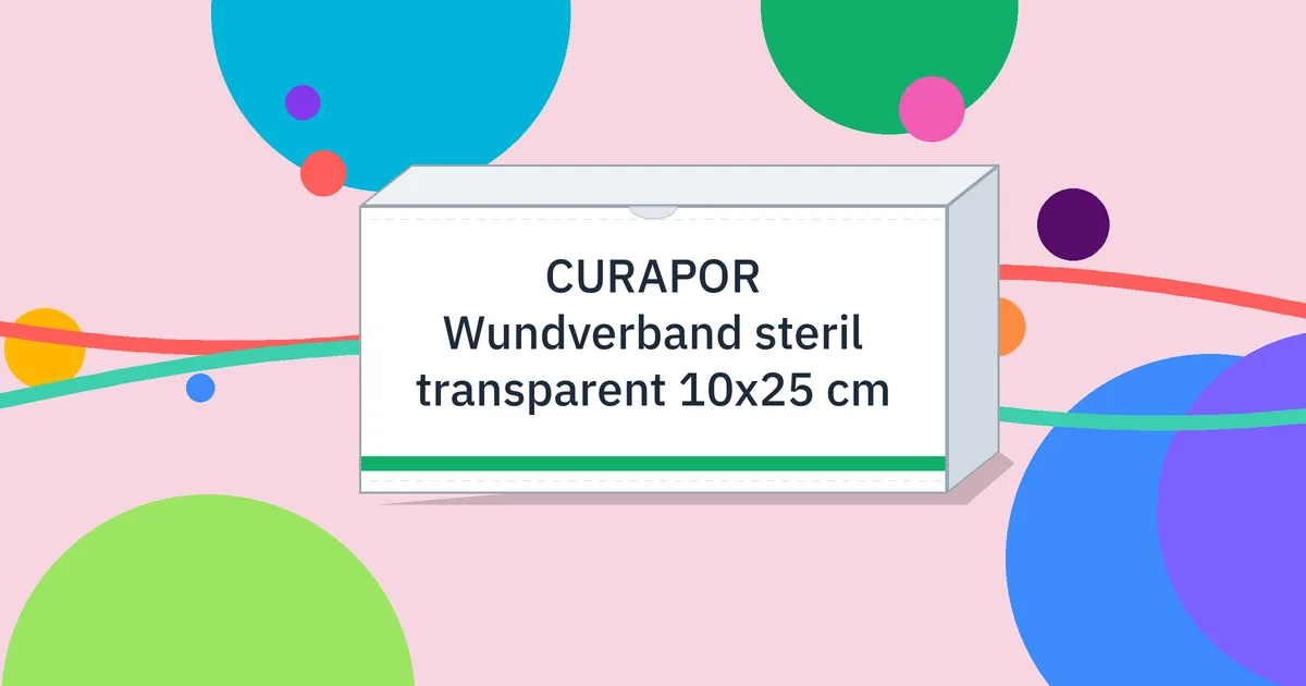 Symbolbild: Packung mit der Aufschrift CURAPOR Wundverband steril transparent 10x25 cm (PZN 01730580) – Verfügbarkeit und Bezug in Apotheken in Frankfurt am Main