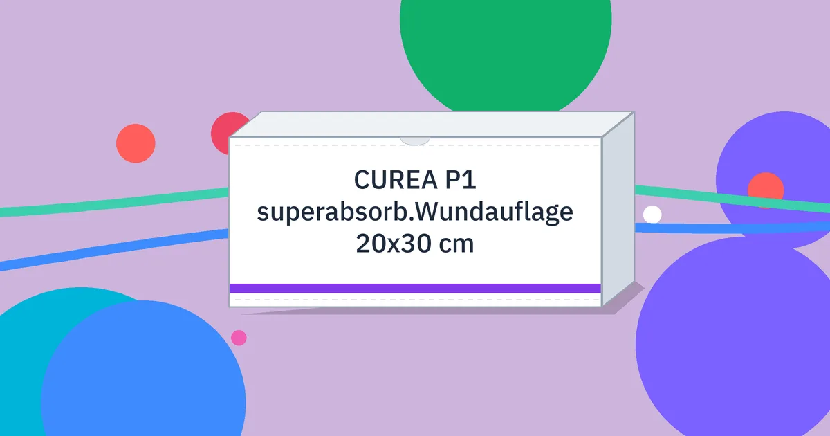 Symbolbild: Packung mit der Aufschrift CUREA P1 superabsorb.Wundauflage 20x30 cm (PZN 06563419) – Verfügbarkeit und Bezug in Apotheken in Frankfurt am Main
