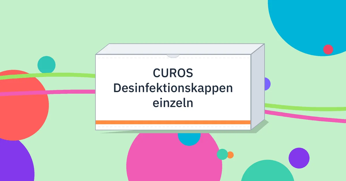 Symbolbild: Packung mit der Aufschrift CUROS Desinfektionskappen einzeln (PZN 13501206) – Verfügbarkeit und Bezug in Apotheken in Frankfurt am Main