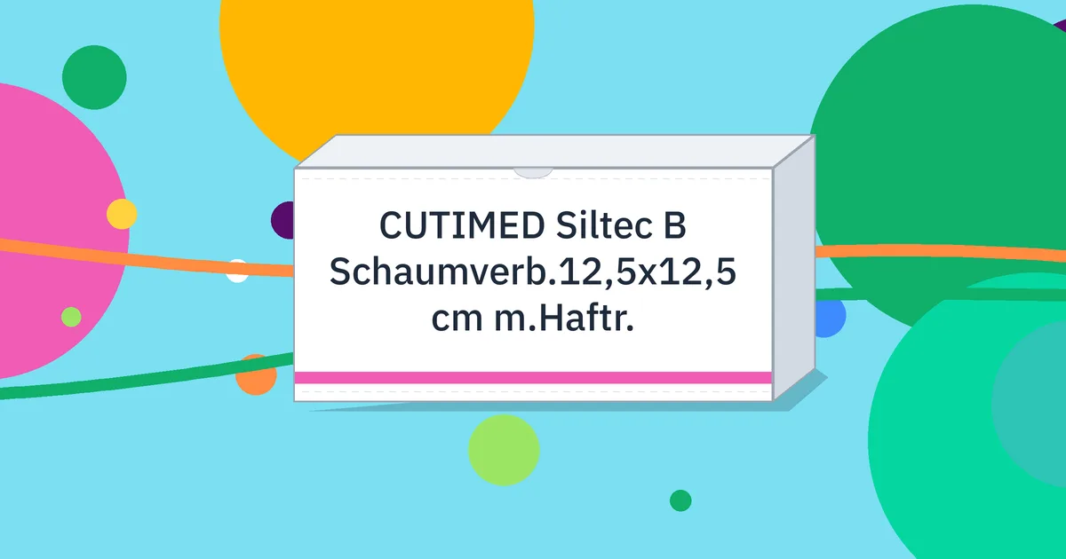 Symbolbild: Packung mit der Aufschrift CUTIMED Siltec B Schaumverb.12,5x12,5 cm m.Haftr. (PZN 19472701) – Verfügbarkeit und Bezug in Apotheken in Frankfurt am Main