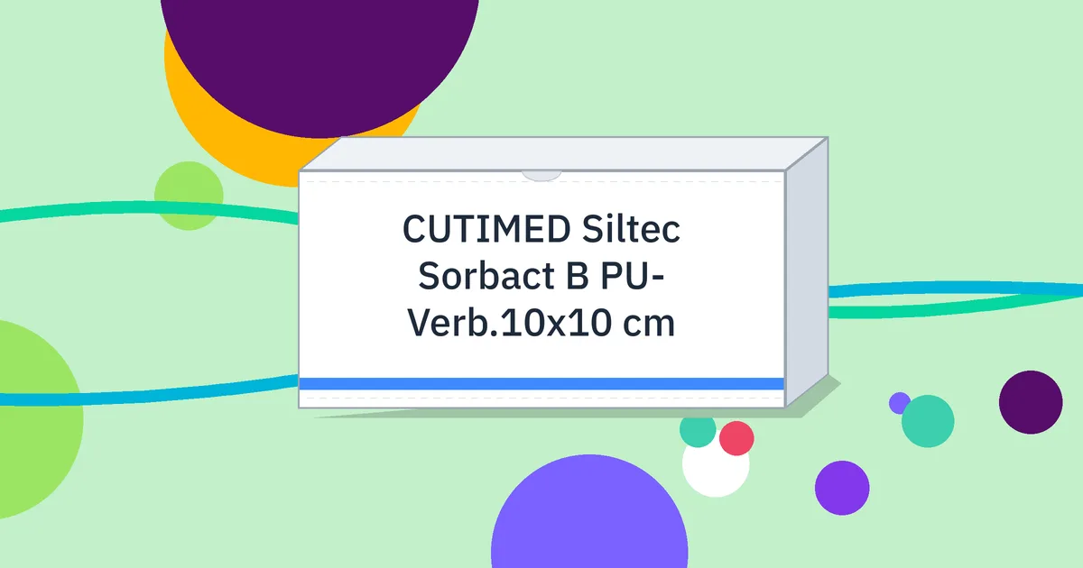 Symbolbild: Packung mit der Aufschrift CUTIMED Siltec Sorbact B PU-Verb.10x10 cm (PZN 19460046) – Verfügbarkeit und Bezug in Apotheken in Frankfurt am Main