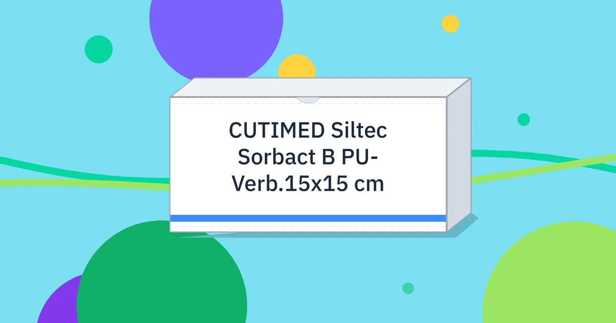 Symbolbild: Packung mit der Aufschrift CUTIMED Siltec Sorbact B PU-Verb.15x15 cm (PZN 19785021) – Verfügbarkeit und Bezug in Apotheken in Frankfurt am Main