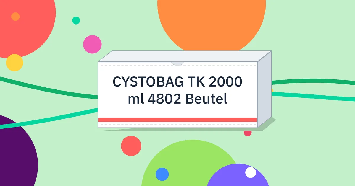 Symbolbild: Packung mit der Aufschrift CYSTOBAG TK 2000 ml 4802 Beutel (PZN 11136352) – Verfügbarkeit und Bezug in Apotheken in Frankfurt am Main
