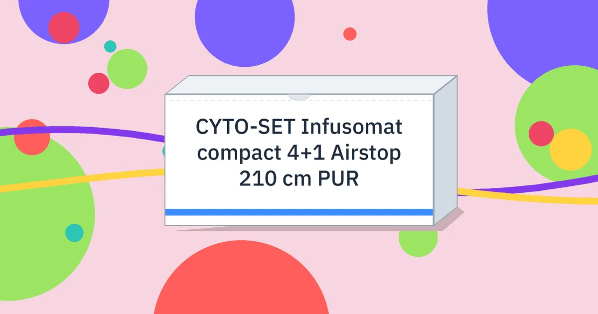 Symbolbild: Packung mit der Aufschrift CYTO-SET Infusomat compact 4+1 Airstop 210 cm PUR (PZN 20096321) – Verfügbarkeit und Bezug in Apotheken in Frankfurt am Main