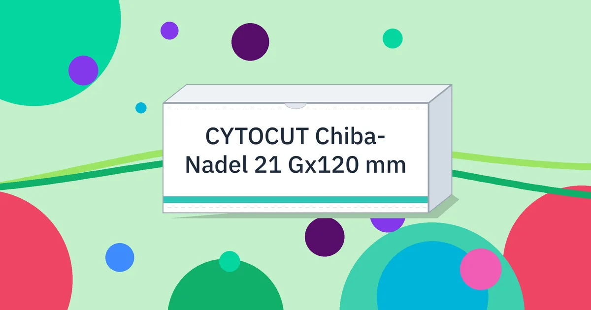 Symbolbild: Packung mit der Aufschrift CYTOCUT Chiba-Nadel 21 Gx120 mm (PZN 19735402) – Verfügbarkeit und Bezug in Apotheken in Frankfurt am Main