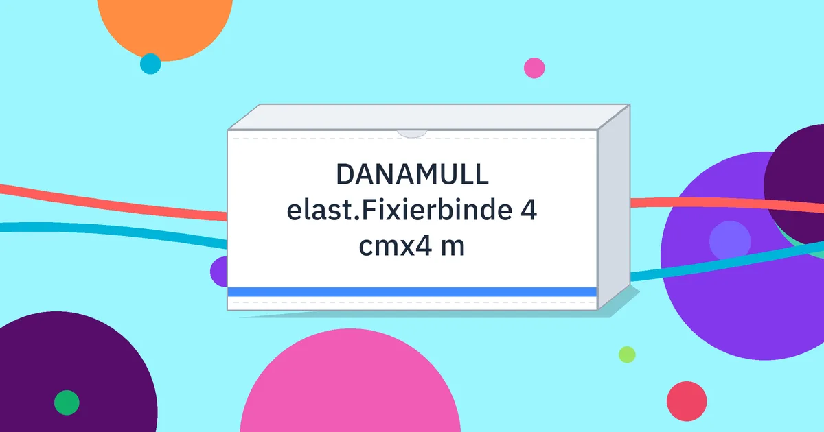 Symbolbild: Packung mit der Aufschrift DANAMULL elast.Fixierbinde 4 cmx4 m (PZN 20810480) – Verfügbarkeit und Bezug in Apotheken in Frankfurt am Main