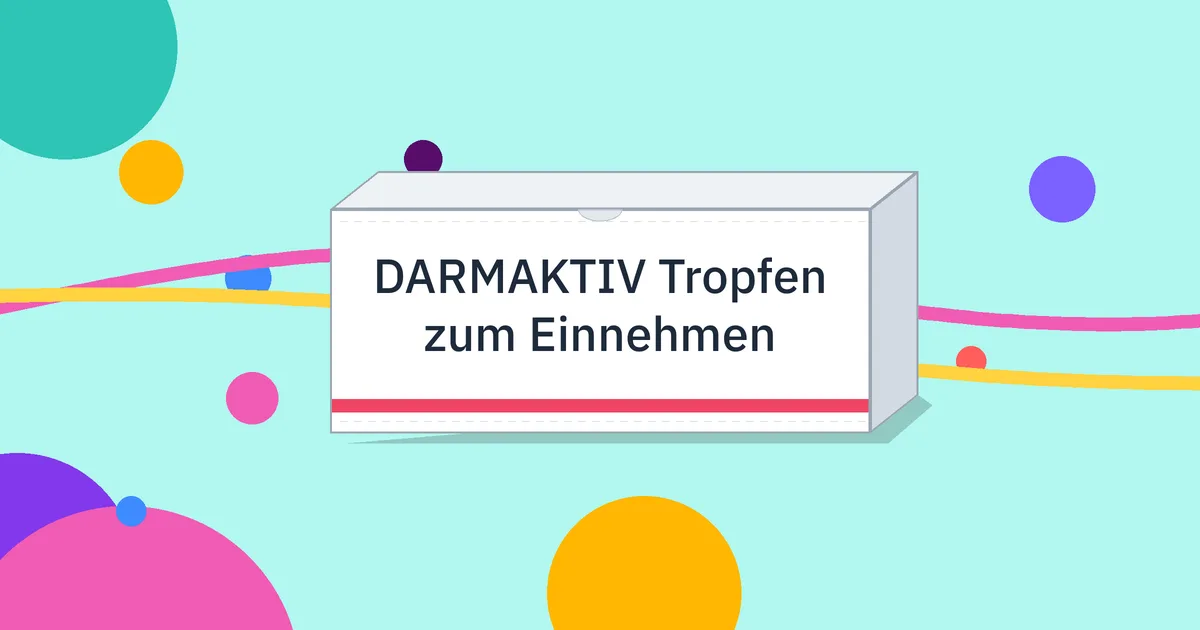 Symbolbild: Packung mit der Aufschrift DARMAKTIV Tropfen zum Einnehmen (PZN 11866406) – Verfügbarkeit und Bezug in Apotheken in Frankfurt am Main