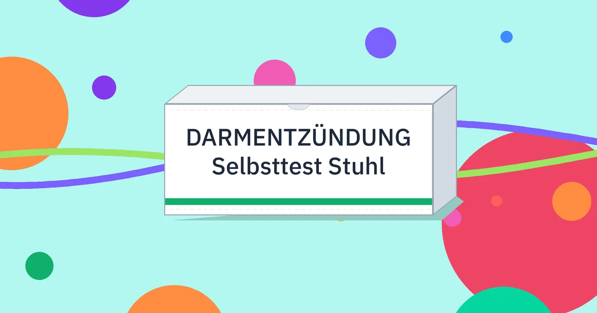 Symbolbild: Packung mit der Aufschrift DARMENTZÜNDUNG Selbsttest Stuhl (PZN 18795307) – Verfügbarkeit und Bezug in Apotheken in Frankfurt am Main