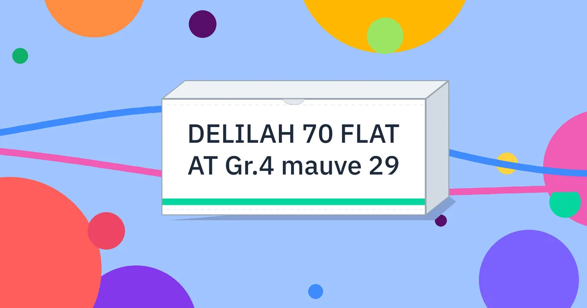 Symbolbild: Packung mit der Aufschrift DELILAH 70 FLAT AT Gr.4 mauve 29 (PZN 13848312) – Verfügbarkeit und Bezug in Apotheken in Frankfurt am Main
