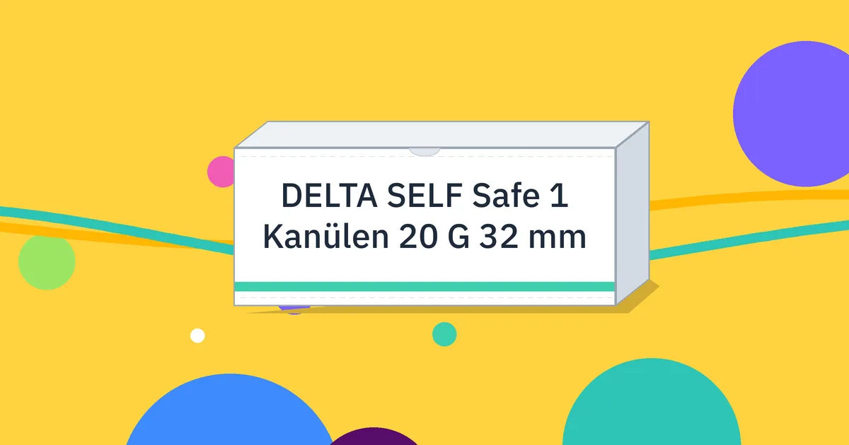 Symbolbild: Packung mit der Aufschrift DELTA SELF Safe 1 Kanülen 20 G 32 mm (PZN 07766283) – Verfügbarkeit und Bezug in Apotheken in Frankfurt am Main
