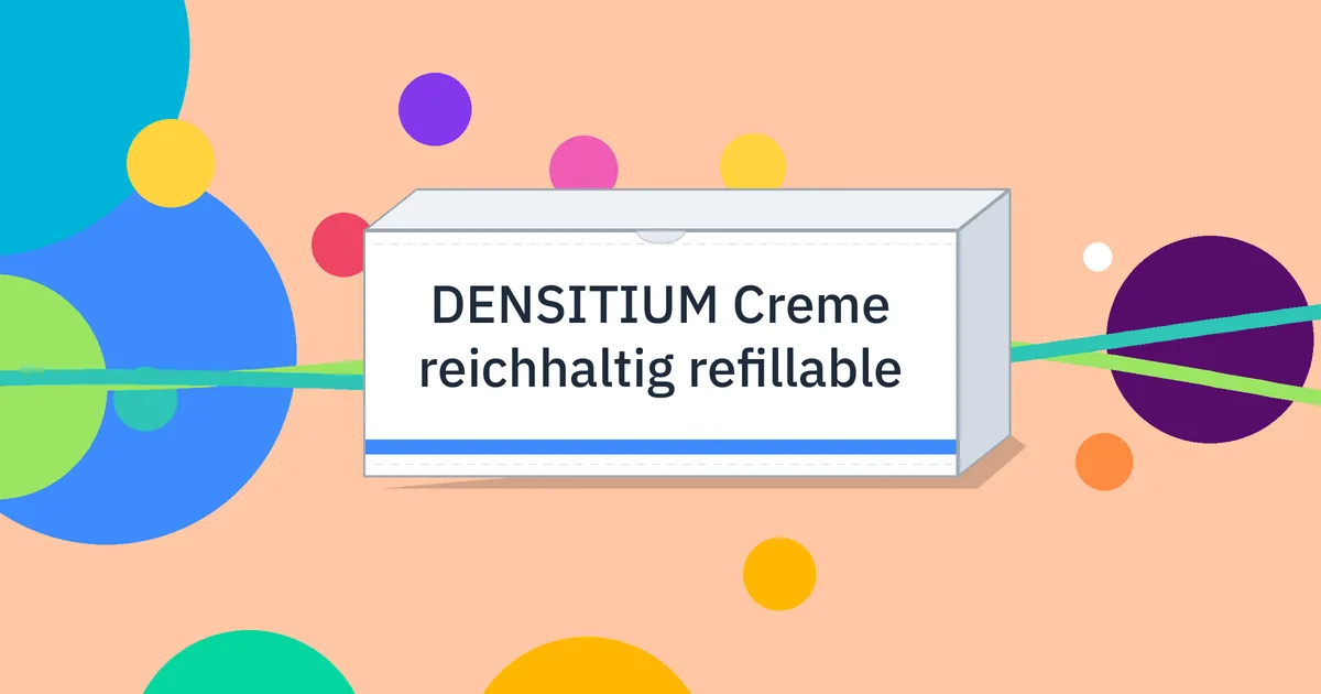 Symbolbild: Packung mit der Aufschrift DENSITIUM Creme reichhaltig refillable (PZN 20787427) – Verfügbarkeit und Bezug in Apotheken in Frankfurt am Main