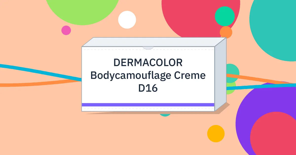 Symbolbild: Packung mit der Aufschrift DERMACOLOR Bodycamouflage Creme D16 (PZN 15818108) – Verfügbarkeit und Bezug in Apotheken in Frankfurt am Main