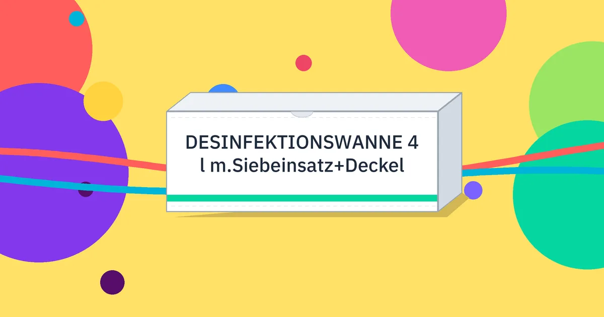 Symbolbild: Packung mit der Aufschrift DESINFEKTIONSWANNE 4 l m.Siebeinsatz+Deckel (PZN 02236971) – Verfügbarkeit und Bezug in Apotheken in Frankfurt am Main