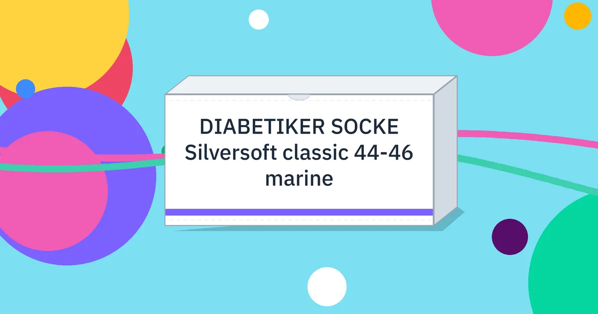 Symbolbild: Packung mit der Aufschrift DIABETIKER SOCKE Silversoft classic 44-46 marine (PZN 11124685) – Verfügbarkeit und Bezug in Apotheken in Frankfurt am Main