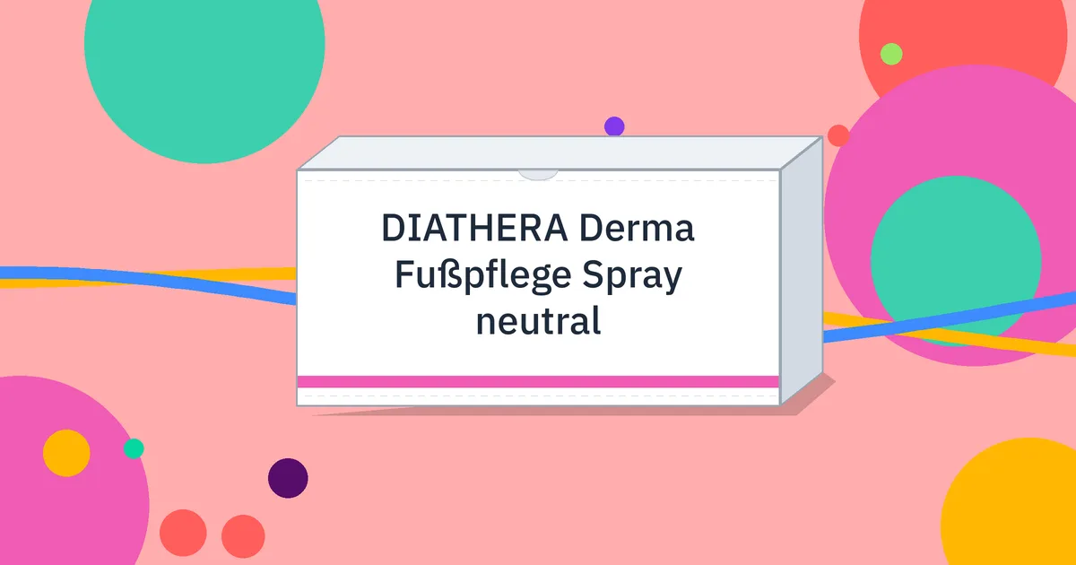Symbolbild: Packung mit der Aufschrift DIATHERA Derma Fußpflege Spray neutral (PZN 20583529) – Verfügbarkeit und Bezug in Apotheken in Frankfurt am Main