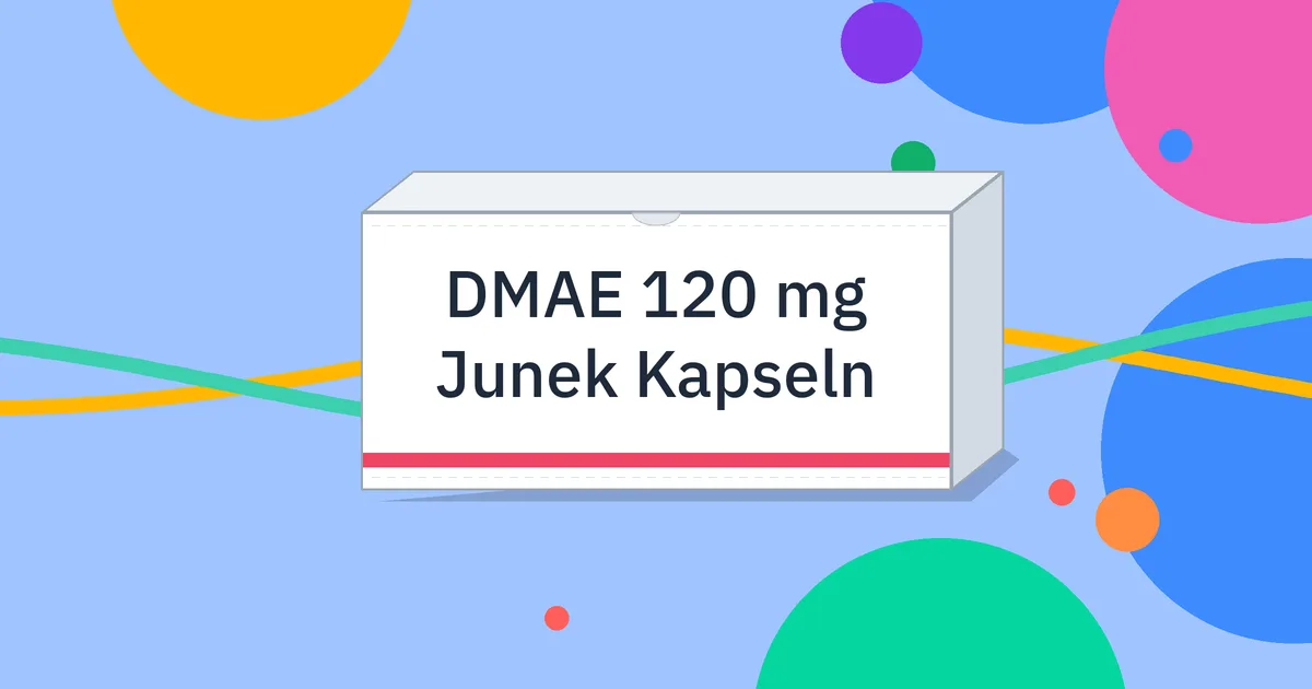 Symbolbild: Packung mit der Aufschrift DMAE 120 mg Junek Kapseln (PZN 10829515) – Verfügbarkeit und Bezug in Apotheken in Frankfurt am Main