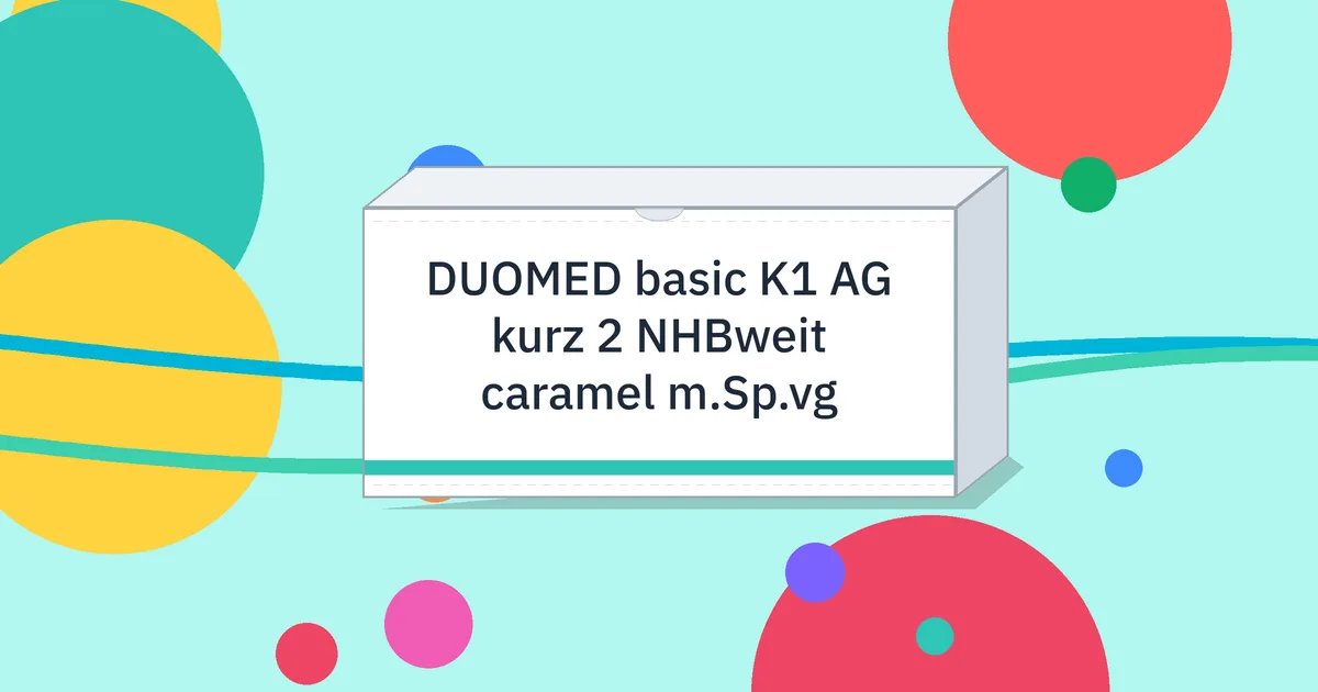 Symbolbild: Packung mit der Aufschrift DUOMED basic K1 AG kurz 2 NHBweit caramel m.Sp.vg (PZN 20904991) – Verfügbarkeit und Bezug in Apotheken in Frankfurt am Main